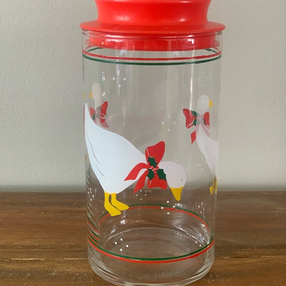 Vintage | Dining | Vintage Christmas Goose Glass Jar | Poshmark